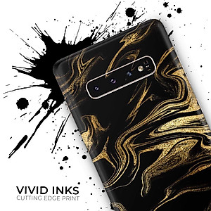 DesignSkinz Black & Gold Marble Swirl V7 2 Protective Vinyl Decal Wrap Skin Cover Compatible with The Samsung Galaxy S20 (Screen Trim & Back Glass Skin)