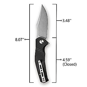 SENCUT Episode Flipper Pocket Knife, 3.48 Inch 9Cr18Mov Folding Knife with Clip Point Blade, EDC Knife with Textured Black G10 Handle, Good for Hunting, Camping SA04B