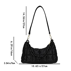 Quilted Puffer Handbag Padded Puffy Purse for Women Clutch Purse Lightweight Winter Down Cotton Padded Hobo Handbag for Office, Travel, School