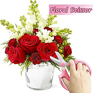 2Pcs Garden Scissors Floral Shears,Professional Flower Scissor with Comfortable Grip Handle,Garden Pruning Shear for Arranging Flowers,Plants Trimming,Picking,Pink