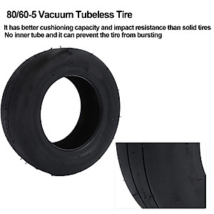 Vacuum Tire, 80/60‑5 Vacuum Tubeless Tire Tyre Fit for Ninebot Electric Scooter Go Karts ATV Replacement Electric Car Scooter Supplies