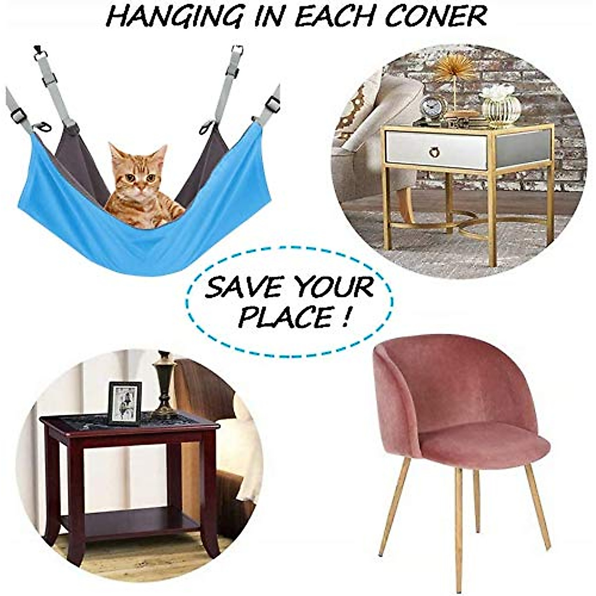 Wisdoman Cat Hanging Hammock Bed Comfortable Pet Cage Hammocks for Cats Ferret Small Dogs Rabbits Other Small Animals Playing Cozy Activity Fun Toy (Blue)