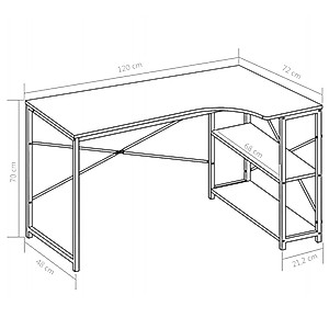 vidaXL Computer Desk Industrial Home Office Workstation PC Study Writing Working Table Corner Desk Furniture White and Oak 47.2"x28.3"x27.6"