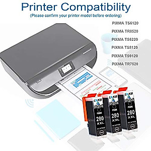 L2KB PGI-280 Compatible Replacement for Canon 280 Ink cartridges with PIXMA TR7520 TR8520 TS6120 TS6220 TS8120 TS8220 TS9120 TS9520 TS9521C Printer (3 Pack)