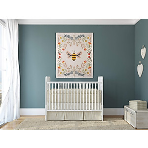 Creative Co-Op 40" L x 32" W Cotton Knit Baby Bee Blanket, Multicolor