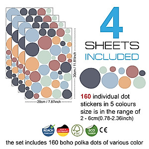 Boho Polka Dot Wall Stickers, Bohemian Style Polka Dots Wall Decals, Boho Pattern Nursery Wall Decor, Kids Room