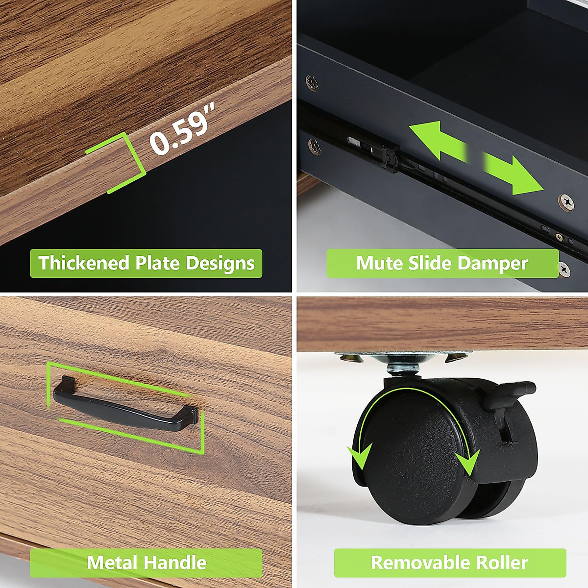 Tribesigns 2 Drawers Lateral File Cabinets, Home Office 43-inch Mobile Wood Filing Cabinet Printer Stand with Wheels and Open Storage Shelves,Drawers for Letter Size (Walnut)