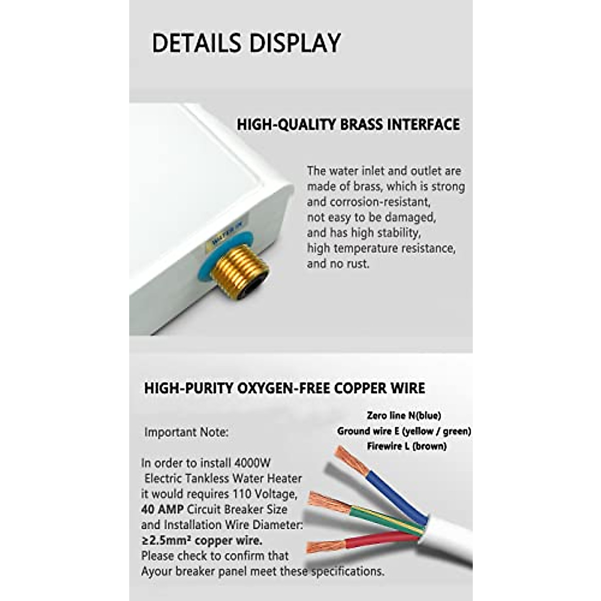 FMATOZ Mini Electric Tankless Water Heater 4000W 110V Constant Temperature Instant Hot Water Heater with Remote Control Digital Display On Demand Hot Water Heater for Home Kitchen Indoor