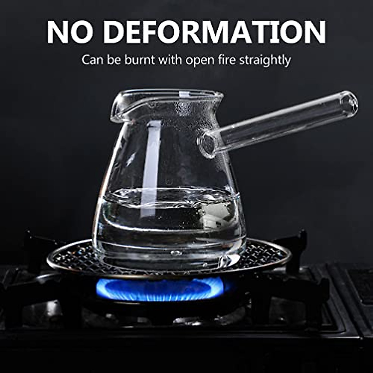 Zerodeko 2pcs Turkish Coffee Pots with Handle, Glass Stovetop Tea Pots Heat Resistant Side Handle Teapot Kettle Hot Chocolate Maker Stovetop Coffee Maker (450ML)