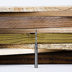 SpeTool Extra Long Spiral Router Bit Down Cut 1/8 inch Cutting Diameter, 1/4 inch Shank 3 inch OVL HRC55 Solid Carbide End Mill for Wood Cut Carving Engrave