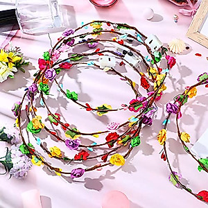 40 Pcs LED Flower Headband, Light up Flower Crown Garland Flower Headdress Floral Headpiece for Women Hair Accessories Birthday Wedding Party(Plum Blossom Style)
