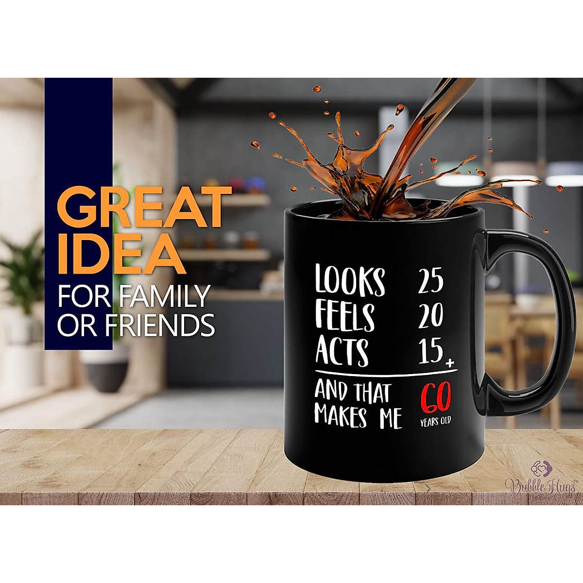 Flairy Land Funny 60th Birthday Shot Glass 1.5oz - Looks 25 Feels 20 Acts 15 That Makes Me 60 Year Old - 60th Birthday For Dad Mom Born in 1962 Turning 60 Years Old 6 Decade Nostalgic Reunion