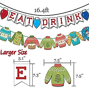 Funnlot Ugly Sweater Party Banner Not Need DIY Tacky Sweater Decorations Ugly Sweater Party Supplies Eat Drink And Be Ugly Banner Tacky Christmas Sweater Garland For Wintertime Holiday Office