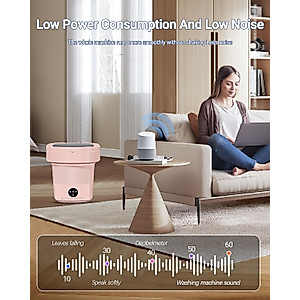 Portable Washing Machine, 11L Upgraded Large Capacity Foldable Mini Washer, Small Washing Machine for Apartments Travel Laundry Camping RV Dorm, Pink