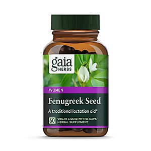 Gaia Herbs Fenugreek Seed - Helps Support Healthy Lactation and Breast Milk Production* - Made with Organic Fenugreek Seeds - 60 Vegan Liquid Phyto-Capsules (Up to 15-Day Supply)