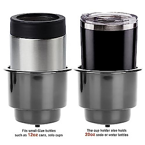 Amarine Made (Set of 4) Black Recessed Drop in Plastic Cup Drink Can Holder with Drain for Boat Car Marine Rv - Black
