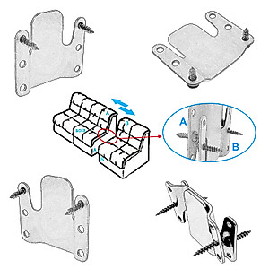 Sectional Couch Metal Connectors,4 Pcs Universal Sofa Interlocking Furniture Connector,Sectional Sofa Fastener Software Bracket with Screws for Loveseat, Recliner, Chair or Chaise Lounge (Black)