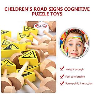 Wooden Road Construction Traffic Sign: 50pcs Toy Street Signs Small Toy Cars and Other Diecast Vehicles Wood Cars Toys Traffic Signs Toys