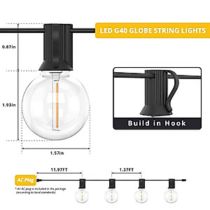 Sunnyload 31FT Outdoor String Lights Waterproof, 110 Volts Outdoor Decorations for Patio, Yard, Garden, Porch, Backyard,Heavy-Duty Decorative Cafe Hanging Lights,with 15 LED Shatterproof Bulbs