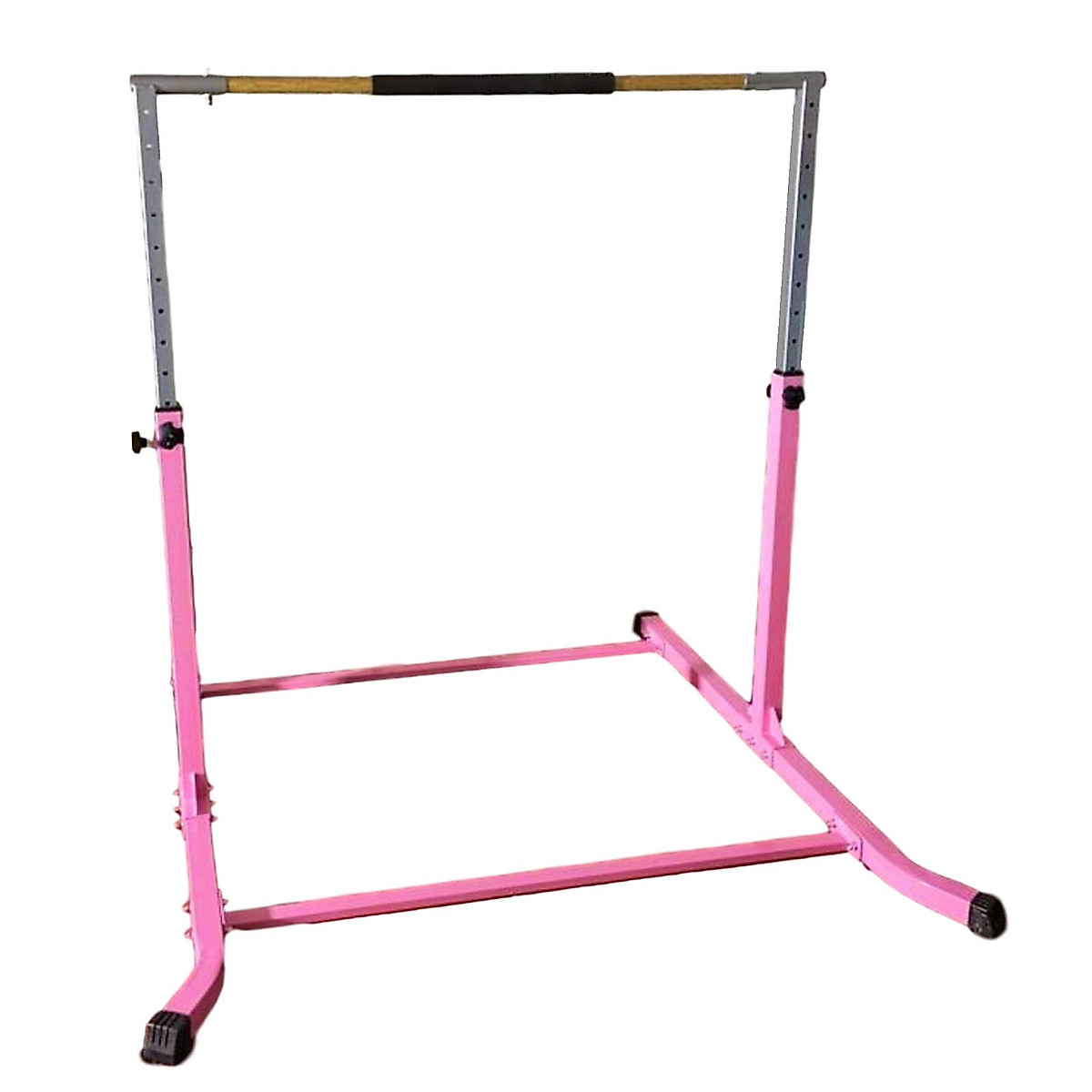 Pro-Gymnastics Expandable Gymnastics Kip Bar Horizontal Bar Junior Gymnastic Training High Bar Asymmetric Bar 13 Level Height Adjustable 3 to 5 FT Cushioned Bar & Curved Legs (Pink)
