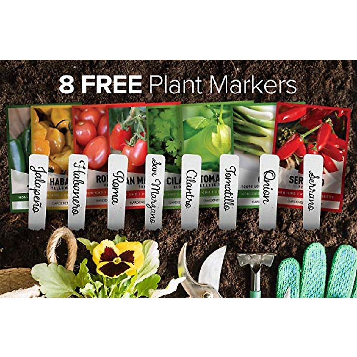 Heirloom Hot Salsa Growing Seed Packets 8 Varieties Habanero, Jalapeno, Serrano Peppers, Roma, San Marzano Tomato, Cilantro, Green Onion, Tomatillo for Garden Non-GMO Heirloom Gardeners Basics