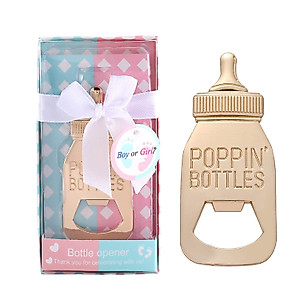 Yuokwer 12pcs Bottle Opener Baby Shower Favor for Guest,Boy or Girl Gender Reveal Party Favors Baby Shower Decorations Gender Reveal Party Souvenir Return Gift & Supplies (Blue and Pink, 12)