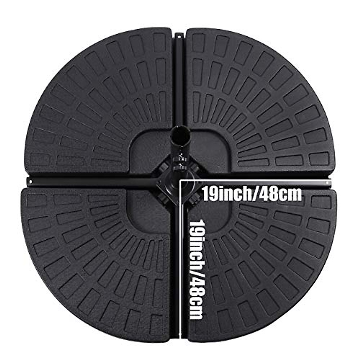 Sunnyglade 18.9" 4Pcs 13L Fan Shaped Water or Sand Filled Umbrella Base/Fan Style Self-Filled Cantilever Offset Umbrella Base Stand Suitable for All Kinds of Cross Tiles (Black)