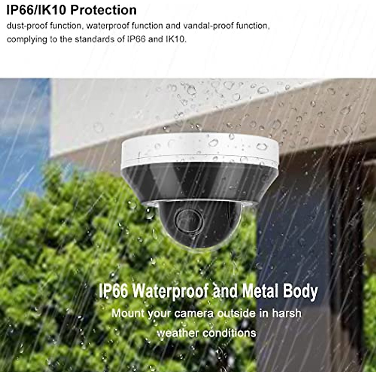 6MP PTZ IP Camera with Pan Tilt 3X Optical Zoom,Outdoor Security Camera, Built in Mic,Human/Vehcile Detection, 98ft IR Night Vision,IP66& IK10