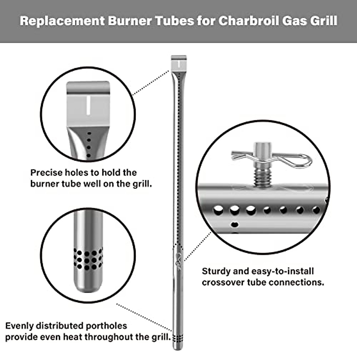 GARNETIN Grill Replacement Parts 3 Burner for Charbroil Advantage Series 463344015, 463343015, 463433016, 463240015, 463432215, Heat Tent Carryover Tube Electrode Gas Grill Parts for Charbroil