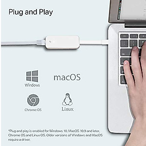 TP-Link USB C To Ethernet Adapter(UE300C), RJ45 To USB C Type-C Gigabit Ethernet LAN Network Adapter, Compatible With Apple MacBook Pro 2017-2020, MacBook Air, Surface, Dell XPS And More, White