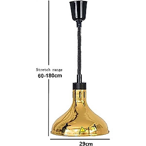 LINKANRUO Commercial Food Heat Lamp,Hanging Food Warmer Lamp for Buffet Profession Kitchen Heating Equipment,Telescopic Length-60-180 cm, 250W/220V Lamps