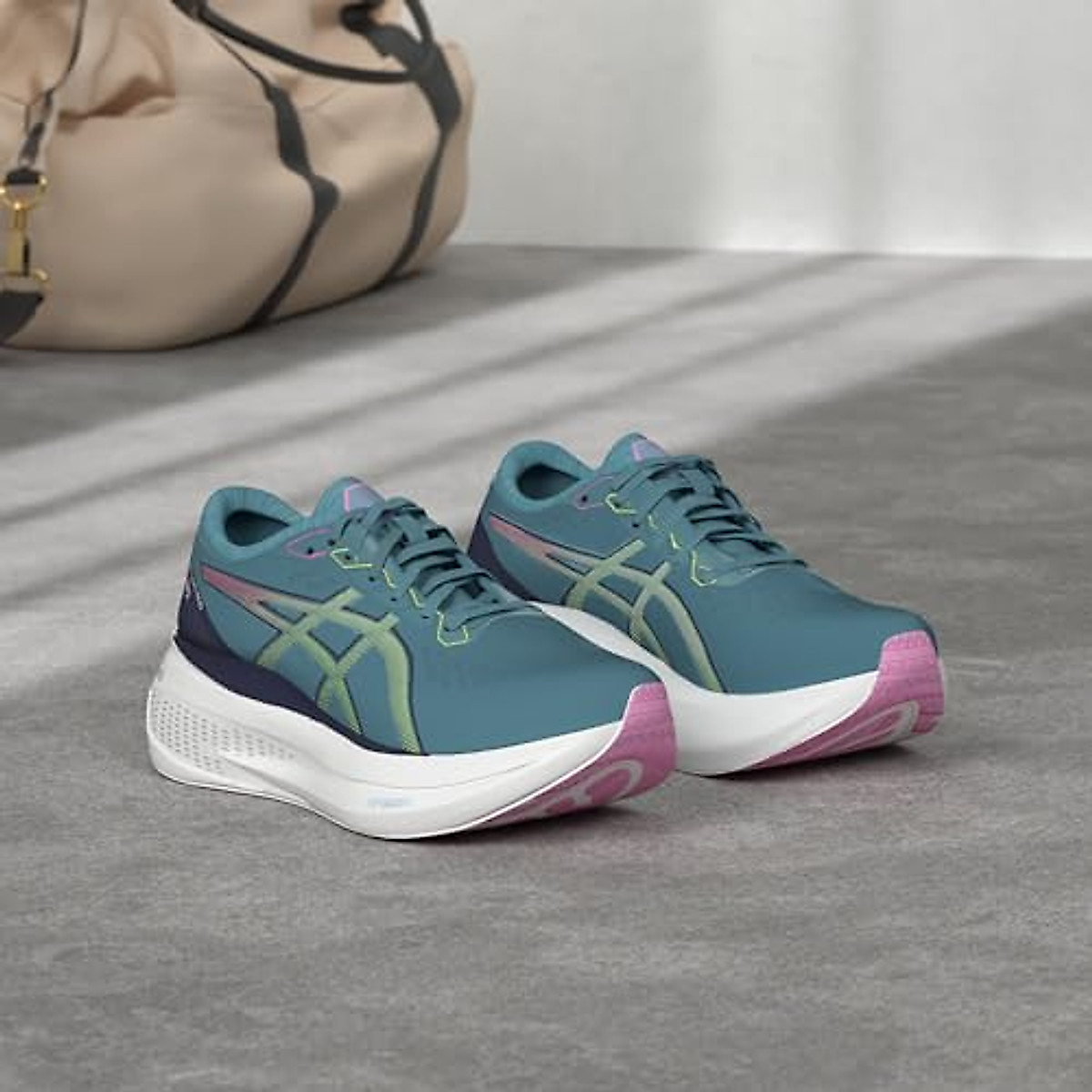 ASICS Women's Gel-Kayano 30 Running Shoes, 9.5, GRIS Blue/Lime Green