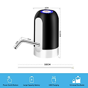 Ausxaron Water Bottle Dispenser, Water Pump Dispenser, Portable Electric Water Jug Pump USB Charging Automatic Drinking Water Pump 1200mAh for Home, Camping Office, Universal 2-5 Gallon - Black