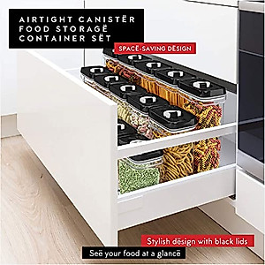 DWËLLZA KITCHEN Airtight Food Storage Containers Set - 10 PC Set - For Kitchen Pantry Organization and Storage - BPA-Free - Clear Plastic Dry Food Canisters with Improved Lids, Keeps Food Fresh.