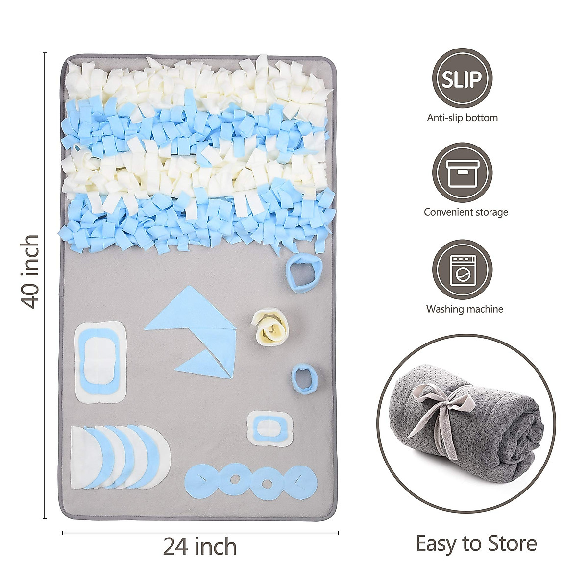 Fida Dog Snuffle Mat for Small Medium Large Breed, Puppy Treat Feeding Mat for Foraging, Training Mats Pet Activity/Toy/Play Mat, Machine Washable- Perfect for Stress Release,