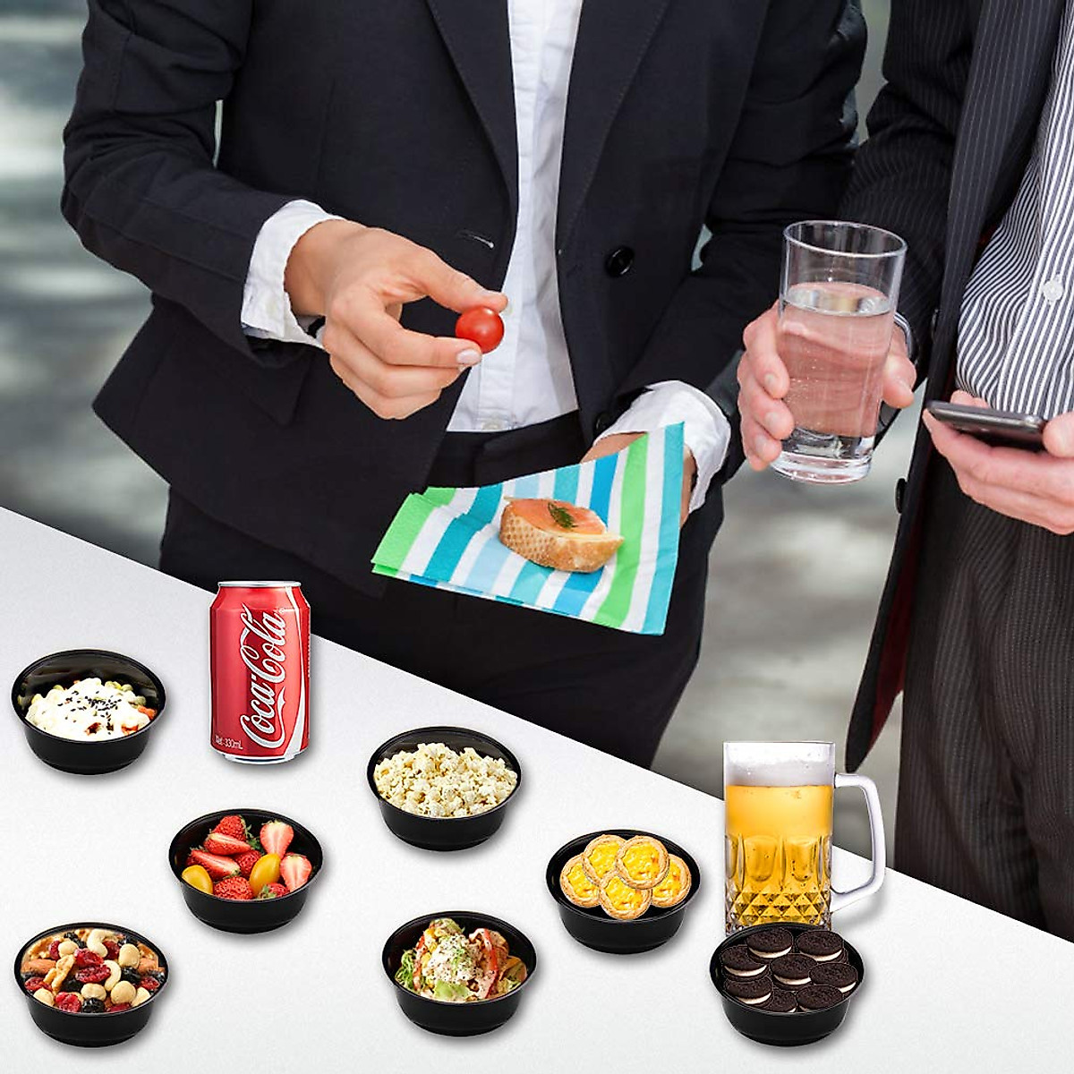 50-Pack Meal Prep Containers Freezer Containers Plastic Microwavable Food Containers Bowls with Lids (10 oz) Storage Bento Lunch Boxes -BPA-Free Food Grade