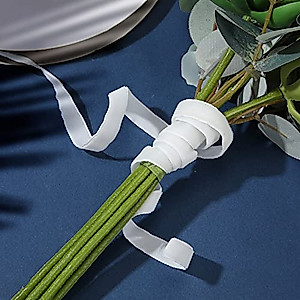 Christmas Wired Velvet Ribbon with Gold Edge Velvet Waterproof Ribbon Wrapping Velvet Decoration Ribbon for Xmas Wreath Bows Floral Craft Ornaments (White, 3/8 Inch x 20 Yard)