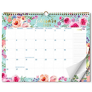S&O Watercolor Floral Wall Calendar from Jan 2023-Jun 2024 - Tear-Off Monthly Calendar - 18 Month Academic Wall Calendar 2023-2024 - Hanging Calendar to Track for Anniversaries & Appointments - 10.5x13.5”in