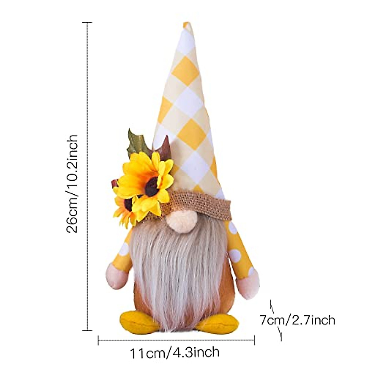GUDVES Sunflower Dwarf Plush Decorative Toys 2 Pieces - Handmade Dolls - Swedish Dwarf Dolls Table Shelf Layer Tray Decorations with Flowers Easter Home Decorations, Gifts for mom (Sunflower)