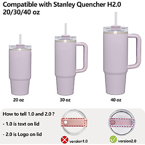 Silicone Spill Stopper Set Compatible with Stanley Cup 2.0 30oz & 40oz with Straw Cover (Set of 4, Orchid)