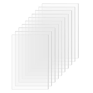 SimbaLux Acrylic Sheet Clear Plexiglass 4” x 6” 0.04” Thick (1mm) Pack of 10 Transparent Plastic Plexi Glass Board with Protective Paper for Photo Frame Replacement, DIY Display Projects, Craft