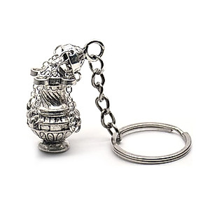 Censer Incense Burner Key Ring Accessory, Silver Tone Christian Faith Keychain Religious Gift Zinc Alloy Censer Key Ring for Bag Keychain Keyring Decoration, 4.52 Inches