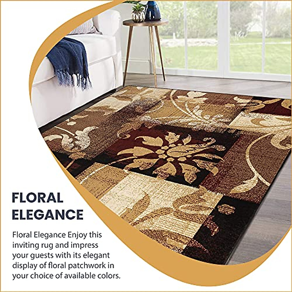 Blue Nile Mills | Contemporary Abstract Floral Vines Pattern | Indoor Area Rug | Jute Backing | Perfect for Hallways | Entryway | Living Room | Carpet Cover | Floor Décor | Super Soft | 8' x 10'