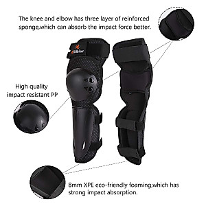 Kids Dirt Bike Gear Chest Protector Motocross Gear Motorcycle Armor Vest Elbow Guard Knee Shin Guard Pads Youth Motorcycle Protective Gear (Black, L:(Height:51.18"-57.08"))