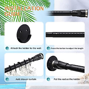 Shower Curtain Rod, 42-87 inches Black Tension Shower Curtain Rod No Drilling Adjustable Shower Rods for Bathroom, Windows, Room Divider