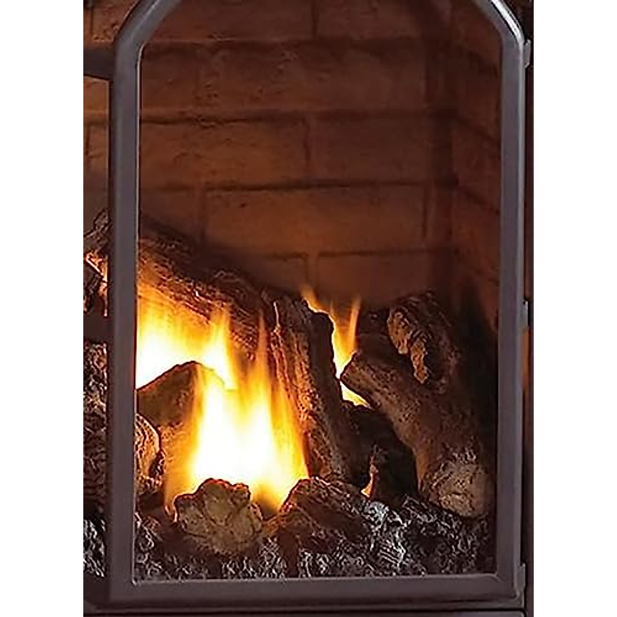 HearthSense Natural Gas Ventless Gas Fireplace System with Mantle, Remote Control, 4 Fire Logs, Use with Natural Gas, 20000 BTU, Heats up to 950 Sq. Ft., Cherry