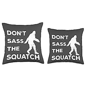 Bigfoot Yeti Sasquatch Apparel Dont Sass The Squatch Funny Bigfoot Throw Pillow, 18x18, Multicolor