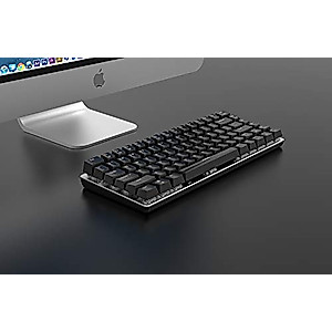 FIRSTBLOOD ONLY GAME. AK33 Geek Mechanical Keyboard, 82 Keys Layout, Blue Switches, White LED Backlit, Aluminum Portable Wired Gaming Keyboard, Pluggable Cable, for Games Work and Daily Use, Black