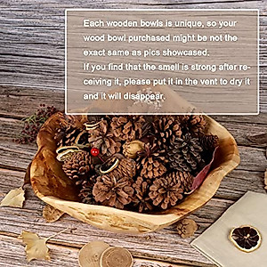 DeziWood Wooden Bowls for Decor, Natural Handmade Root Carved Decorative Farmhouse Wooden Fruit Bowls, Large Decoration Wood Bowl for Nut Key Jewelry Display (12"-14")