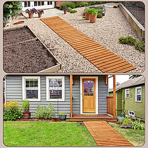 Tatuo 2 Pack Wooden Garden Pathway Roll Out Walkway Outdoor Path Wood Flooring Boardwalk Pavers for Garden Backyard Patio Beach Outdoor Wedding Party (17 Inch X 8 ft,Straight)